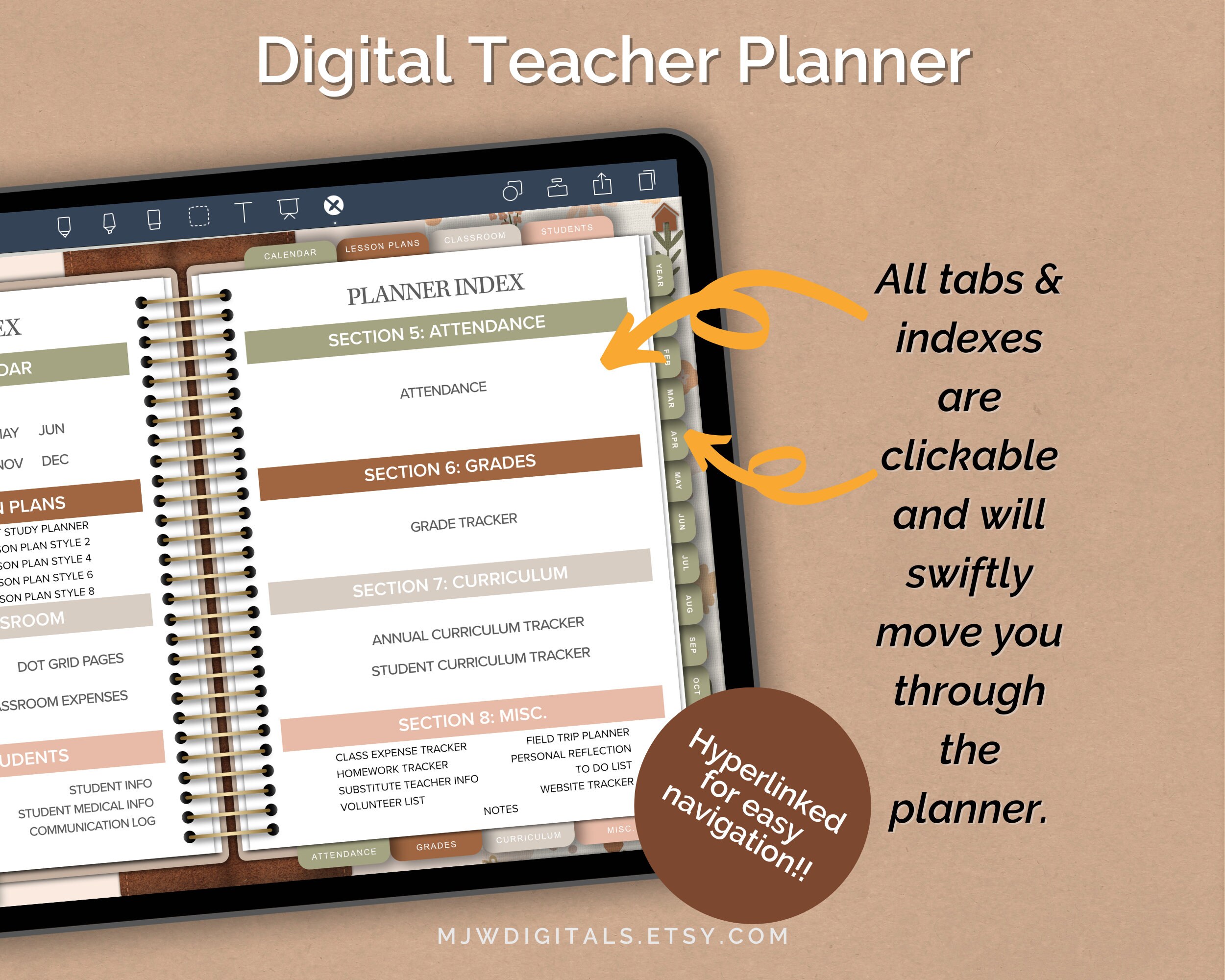 Teacher Planner, Digital Planner, Teacher Planner Goodnotes, Teacher ...
