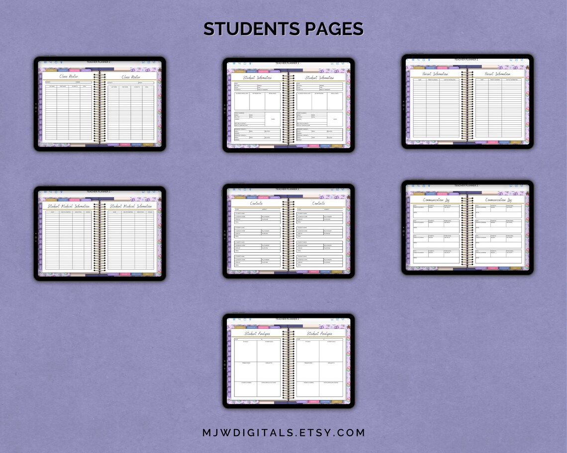 Digital Teacher Planner, Purple Back to School Theme (PDF) - Etsy