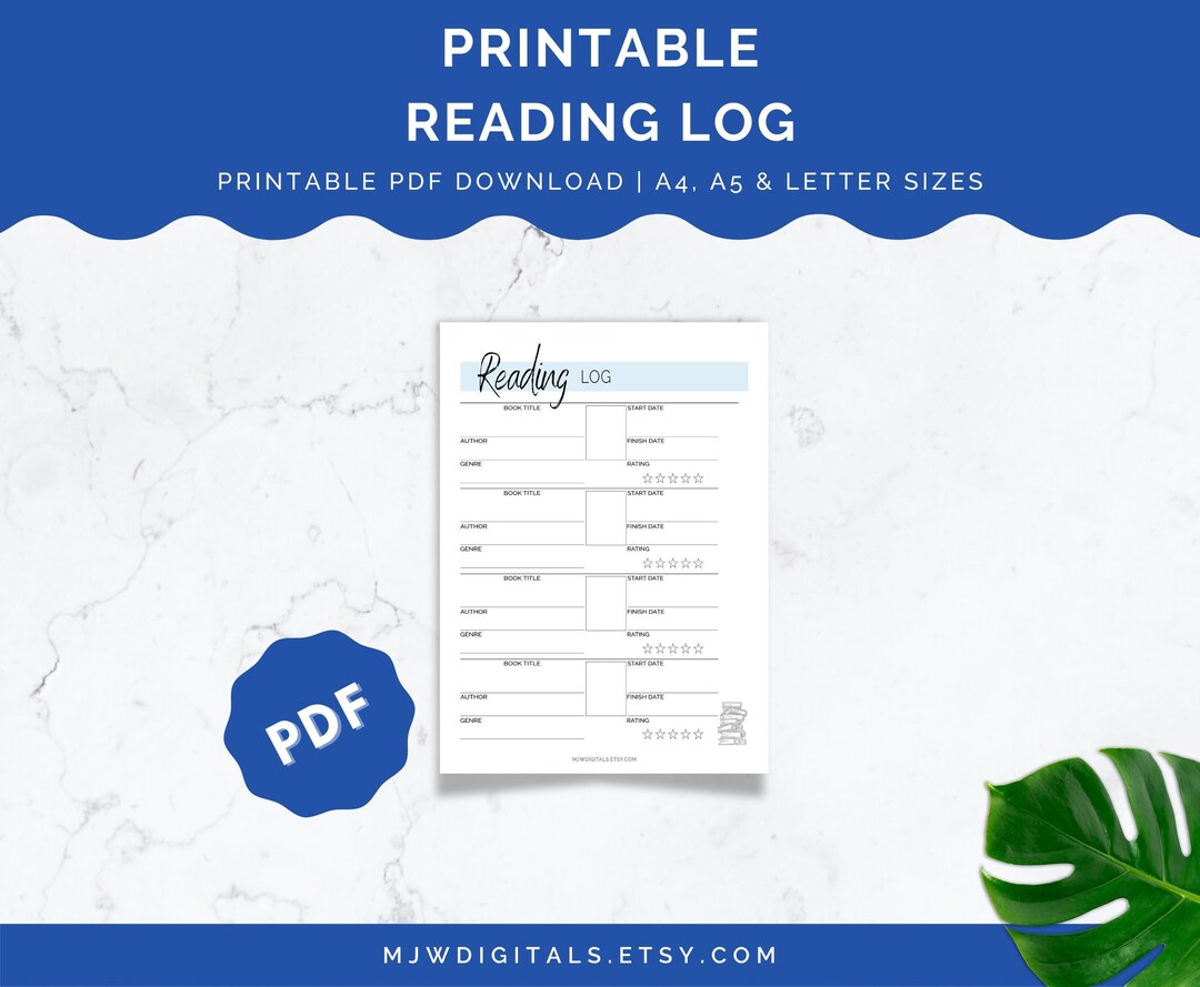 Printable Reading Log, Book Tracker, Reading Tracker, Reading Template ...