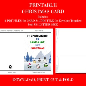 Christmas Card, PRINTABLE, Funny Christmas Card, Penguin, INSTANT ...
