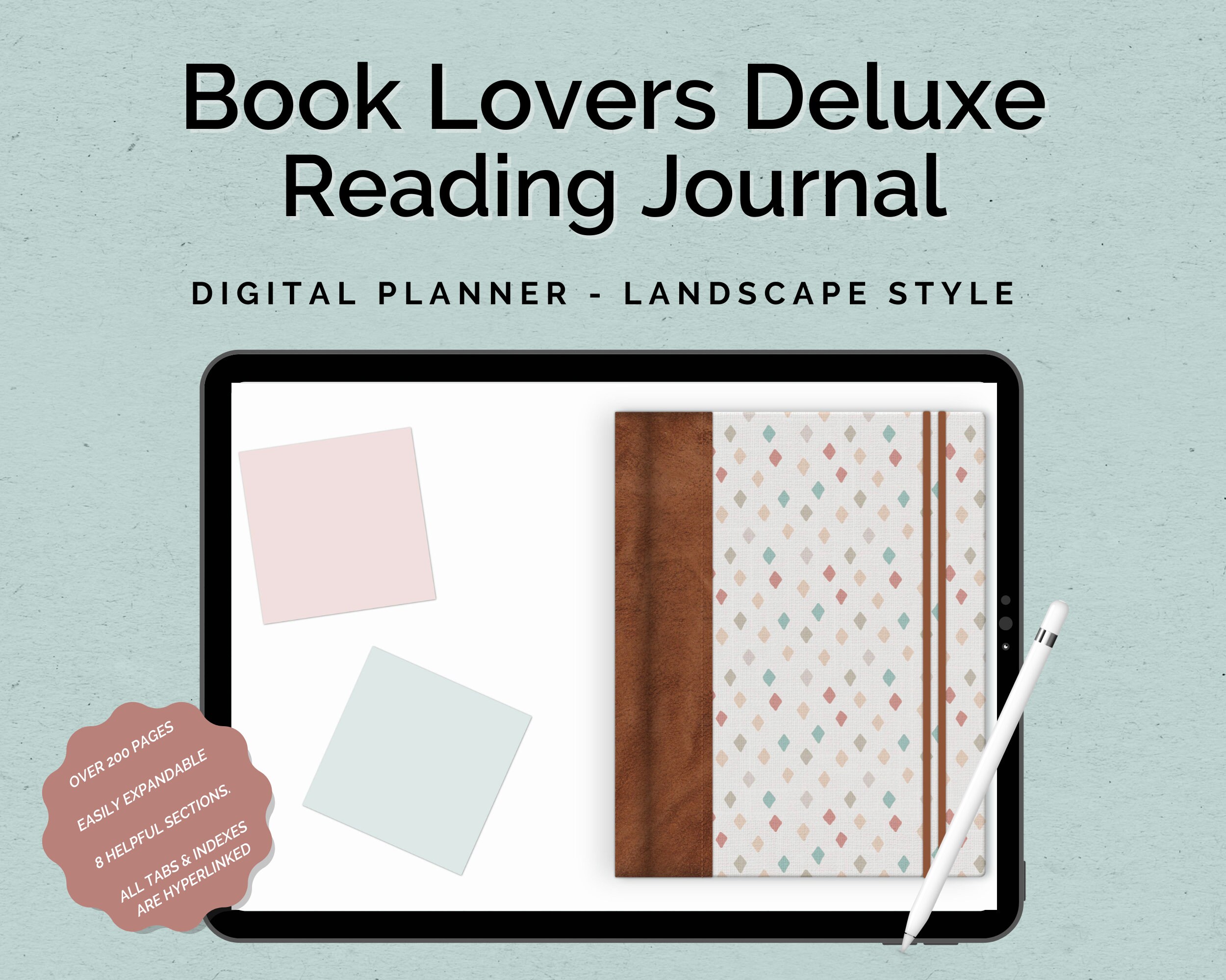 Book Lovers Reading Journal, Deluxe, Digital Reading Planner, Boho ...