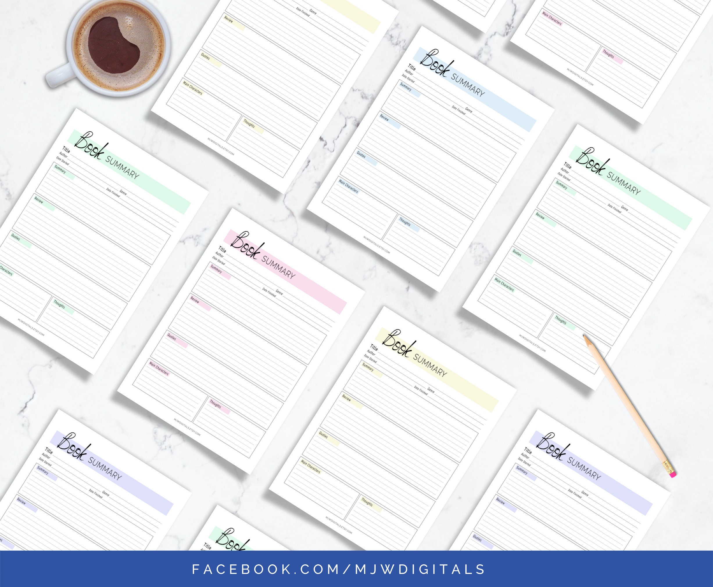 Book Review, Book Summary, Printable Template, Reading Tracker, Reading ...