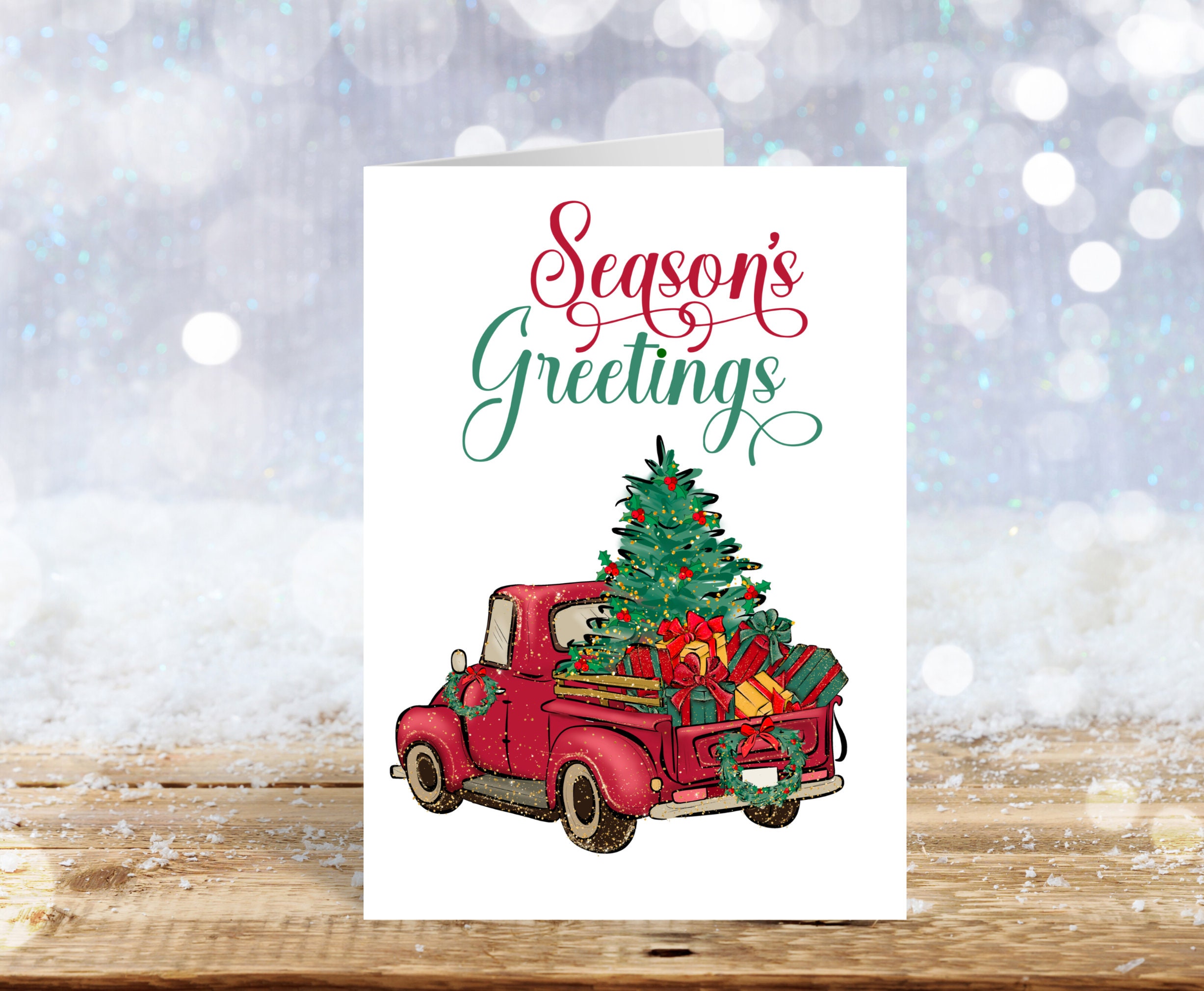 Christmas Card, PRINTABLE, Vintage Red Truck, INSTANT DOWNLOAD, Digital ...