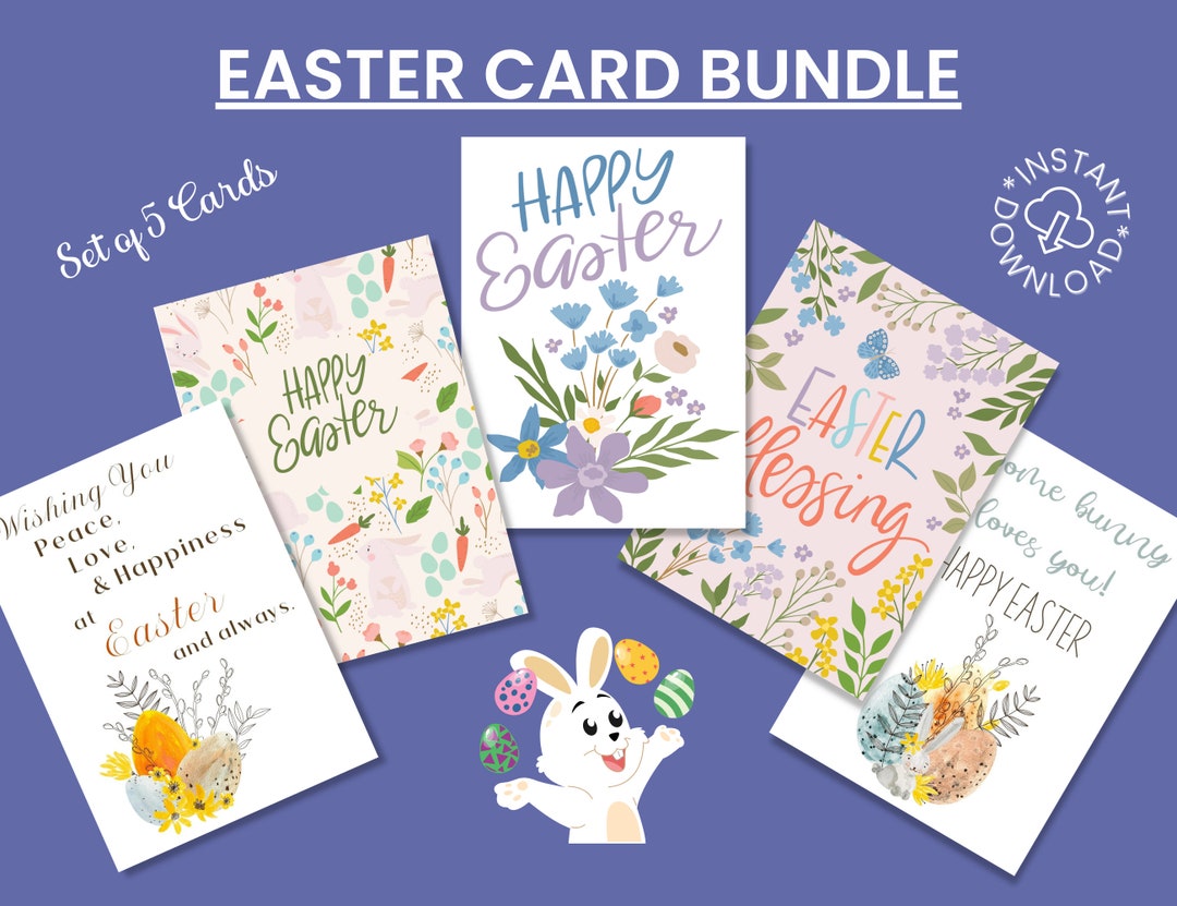 Printable Easter Card Bundle, Floral 5x7 Greeting (digital Download) - Etsy