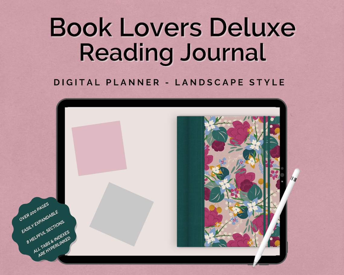 Book Lovers Digital Reading Journal, Deluxe Planner (PDF) - Etsy