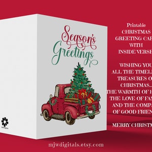 Vintage Red Truck Christmas Card, Printable Holiday Greeting (digital ...