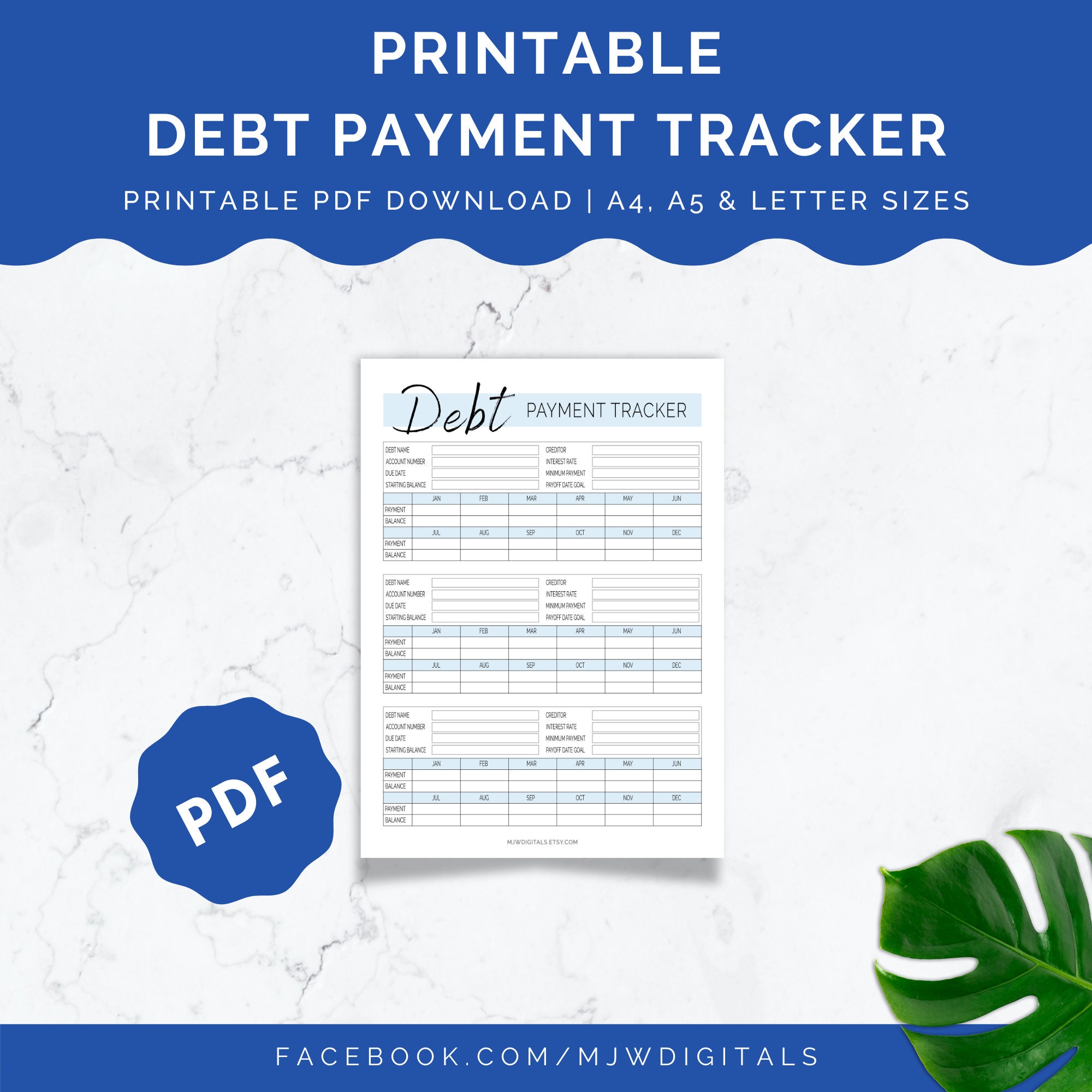 Printable Planner, Debt Tracker Printable Planner Page, Finance Planner ...