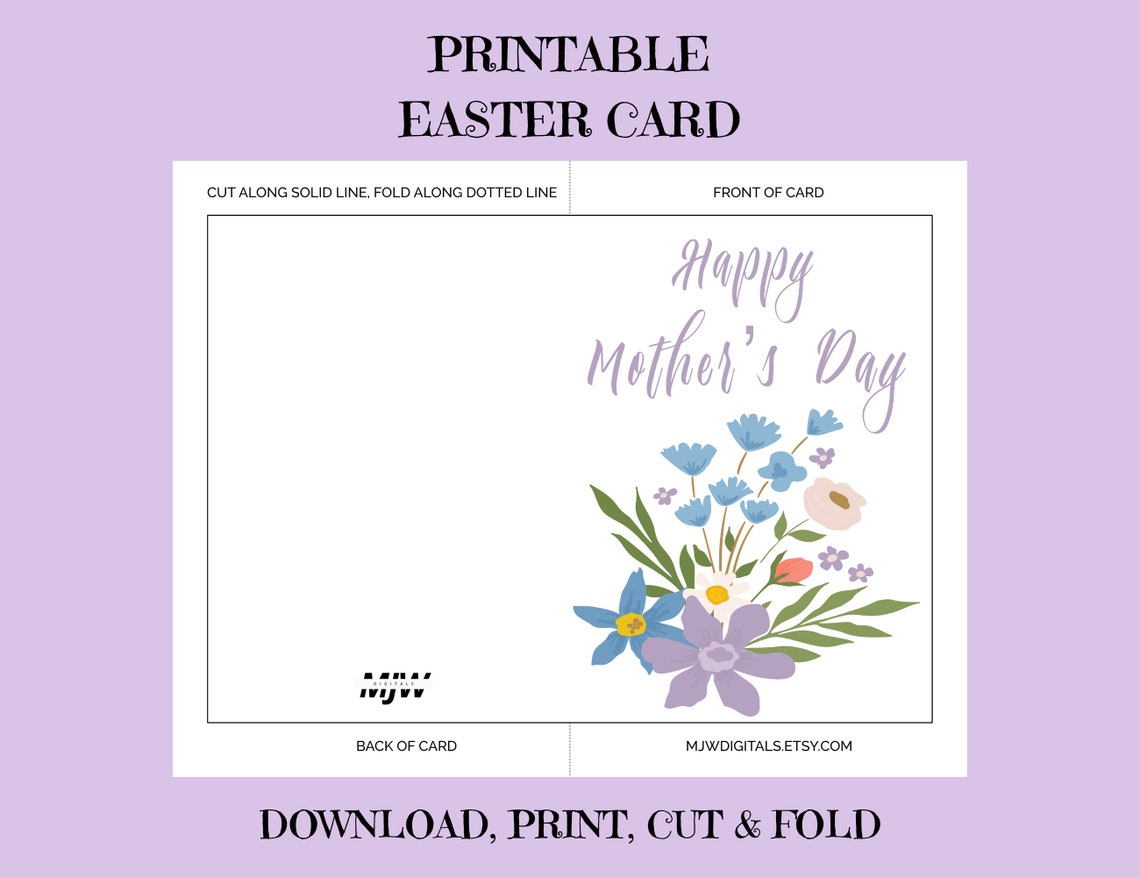 Mothers Day Card, Printable, Greeting Card, Instant Download, Spring ...