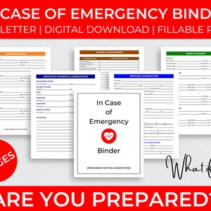 In Case of Emergency Binder Printable Planner Fillable PDF - Etsy