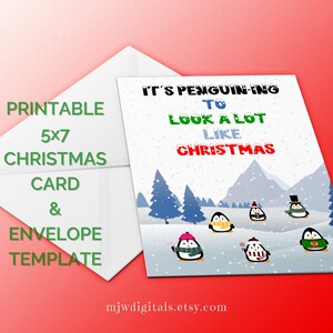 Funny Penguin Christmas Card, Printable Holiday Card (digital Download ...