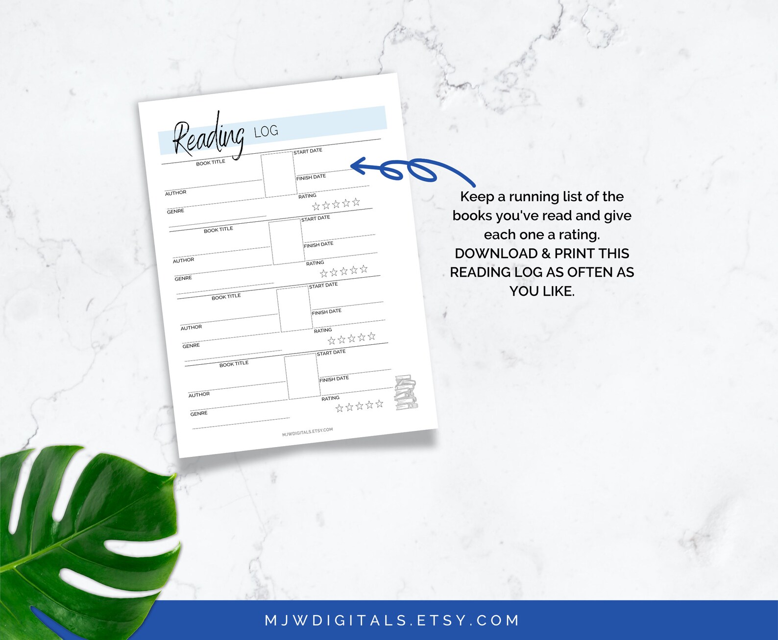 Printable Reading Log, Book Tracker, Reading Tracker, Reading Template ...