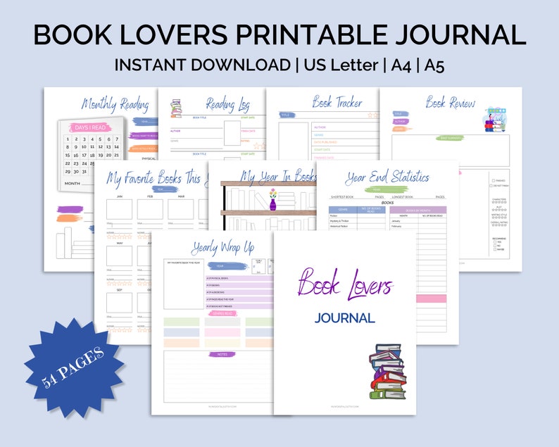 Reading Journal for Book Lovers Printable Reading Planner - Etsy