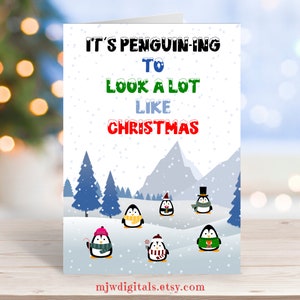 Funny Penguin Christmas Card, Printable Holiday Card (digital Download ...