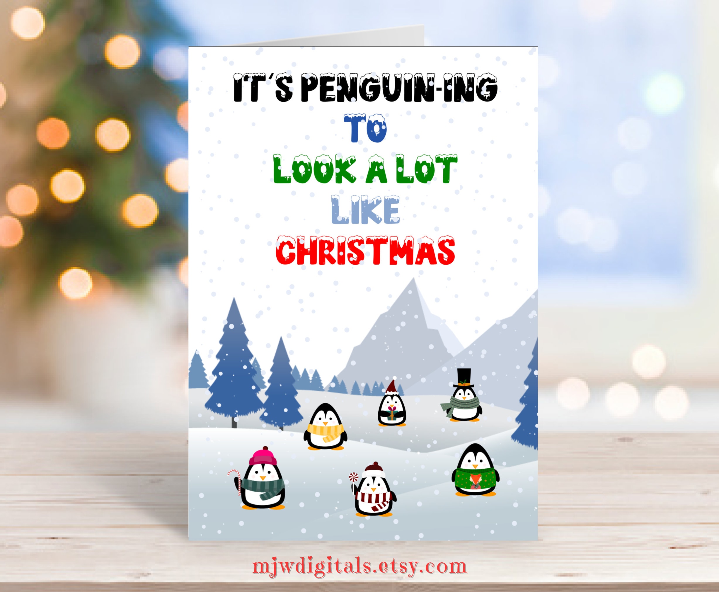 Christmas Card, PRINTABLE, Funny Christmas Card, Penguin, INSTANT ...