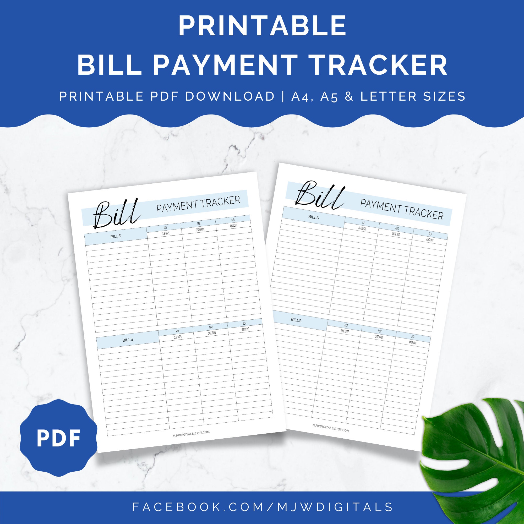Printable Planner, Bill Tracker Printable Planner Page, Finance Planner ...