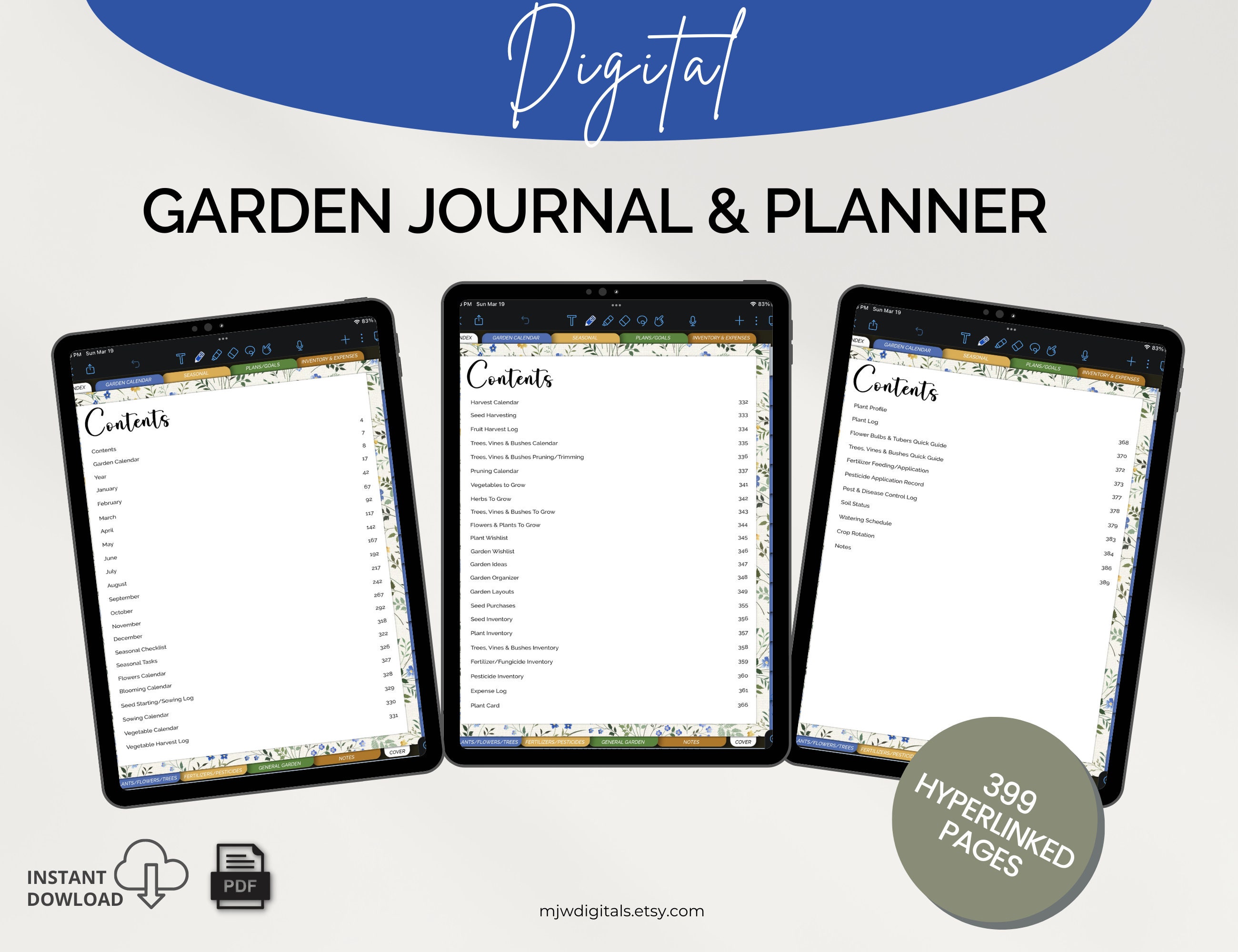 Garden Digital Planner, Garden Journal, Gardener Notebook, Gardening ...