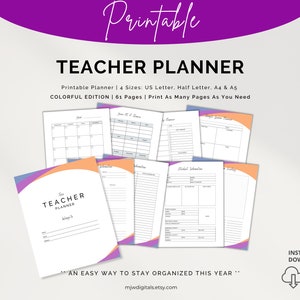 Teacher Planner, Printable Planner, Undated, Lesson Planners, Classroom ...