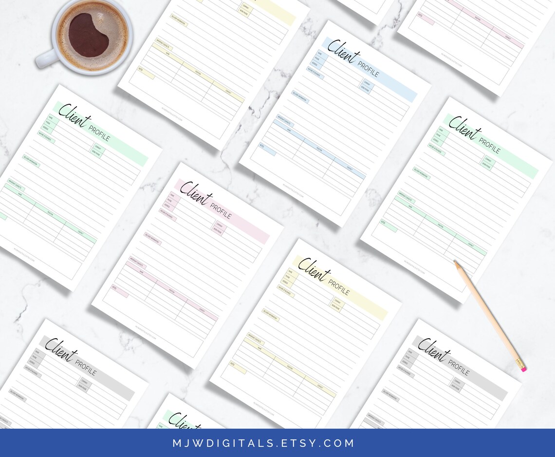 Client Profile, Customer Information Card, Printable, Fillable PDF ...