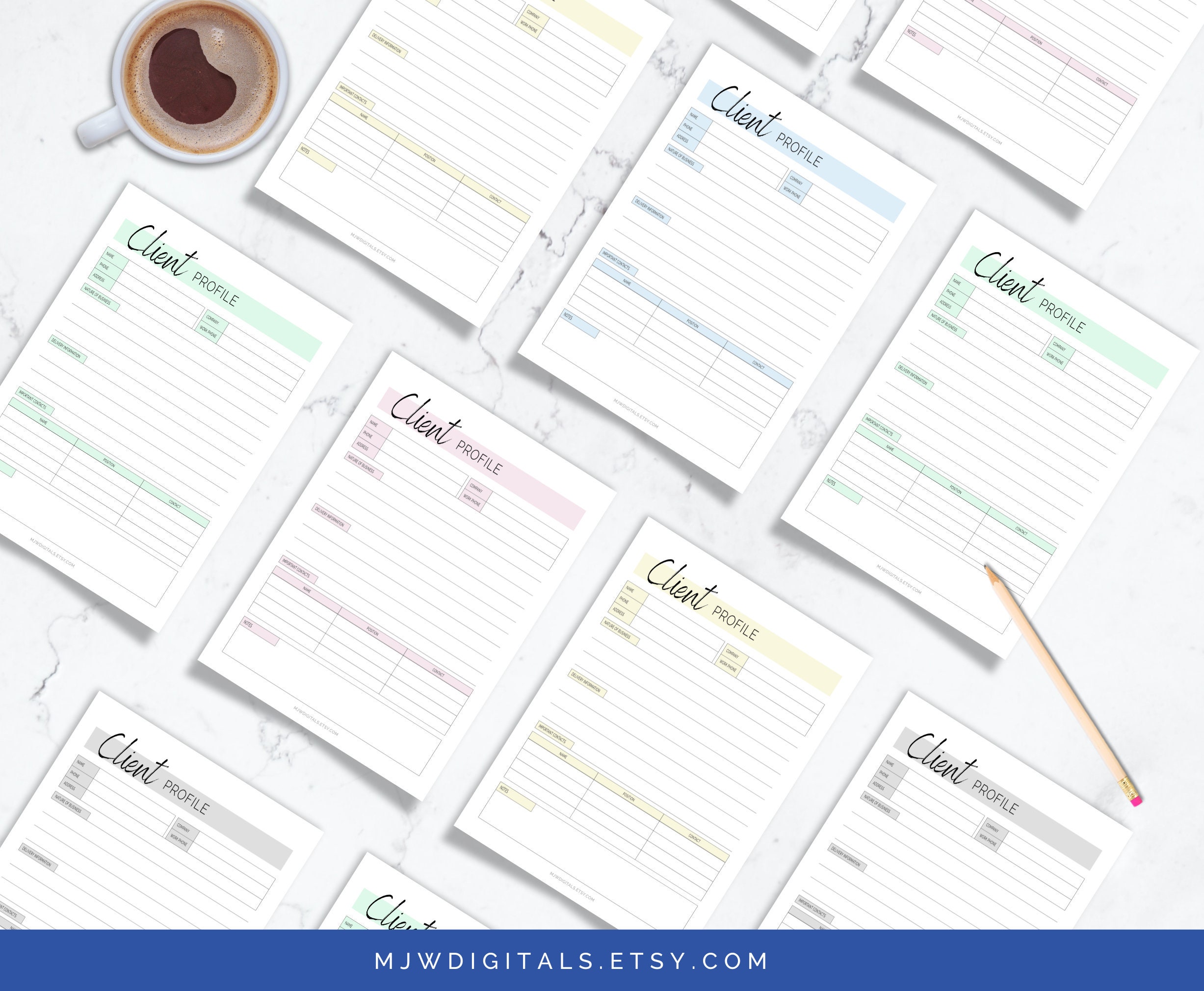 Client Profile, Customer Information Card, Printable, Fillable PDF ...