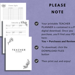 Teacher Planner, Printable Planner, Undated, Lesson Planners, Classroom ...