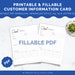 Client Profile, Fillable, Printable Customer Information Card, Customer ...