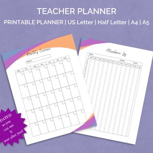 Teacher Planner 2023-24, Printable Planner, Lesson Planner, Academic ...