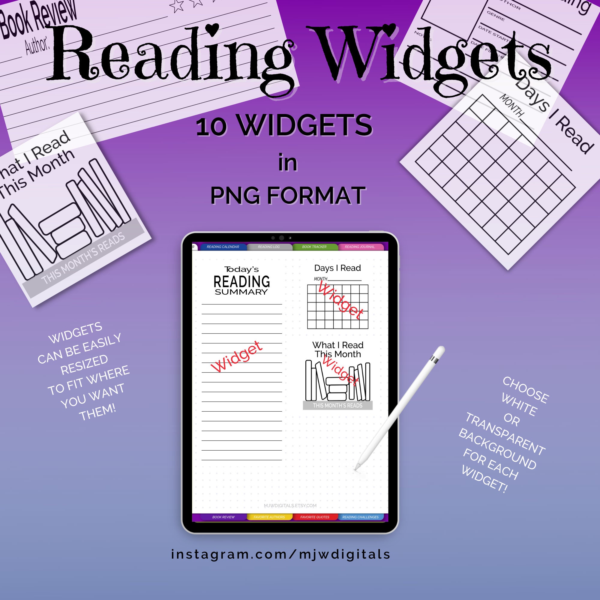 Digital Widgets, Digital Reading Stickers, Reading Widgets, Book ...