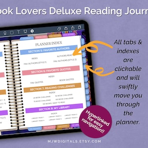 Book Lovers Reading Planner, Deluxe, Reading Journal, Digital Planner ...