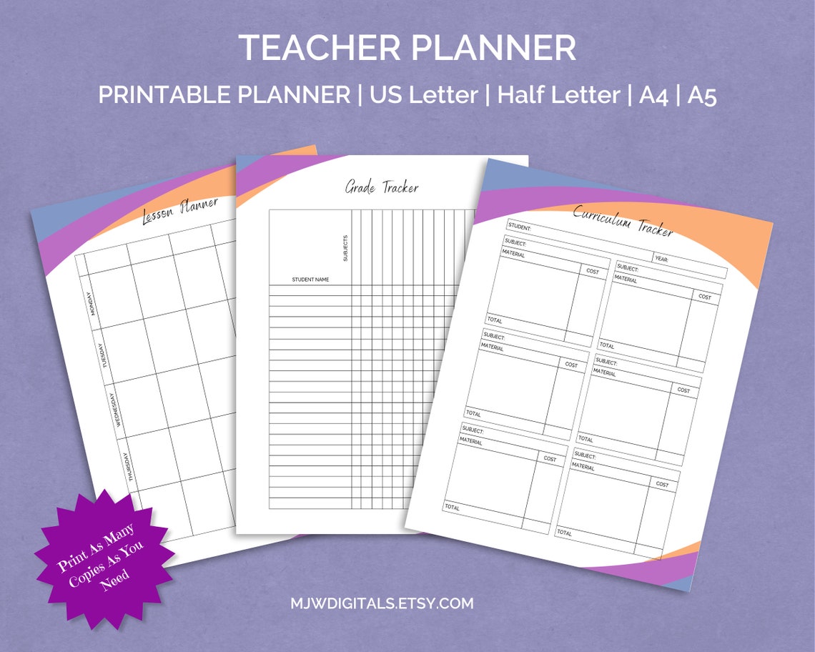 Teacher Planner 2023-24, Printable Planner, Lesson Planner, Academic ...