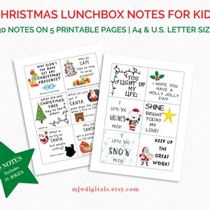 Christmas, Lunchbox Notes for Kids, Printable, 30 Christmas Lunch Box ...