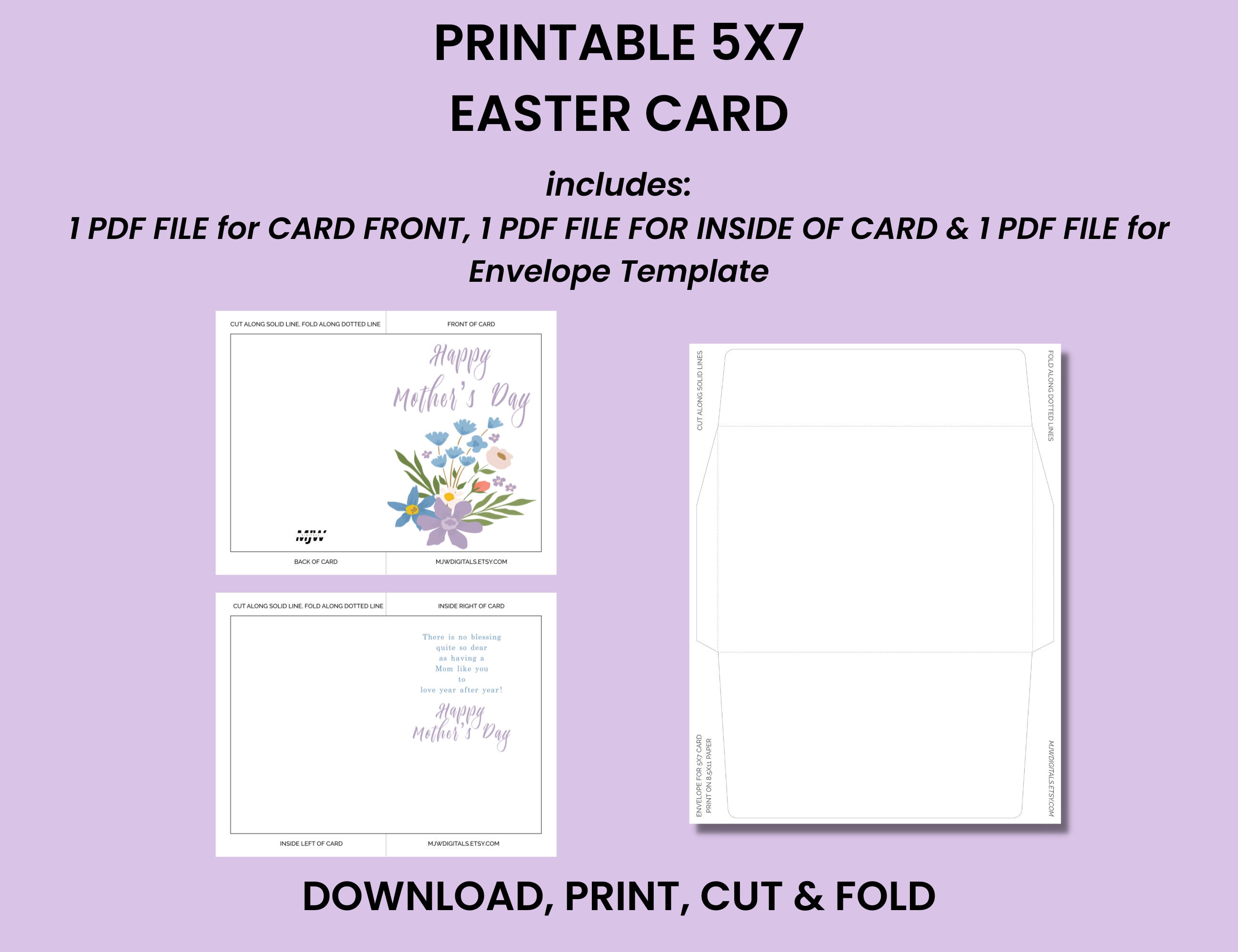 Mothers Day Card, Printable, Greeting Card, Instant Download, Spring ...