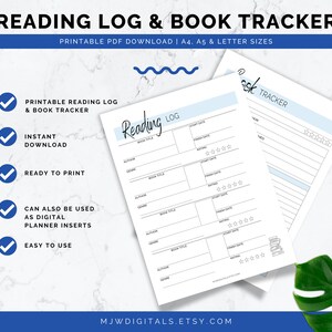 Printable Reading Log, Book Tracker, Book Summary, Book Review, Reading ...
