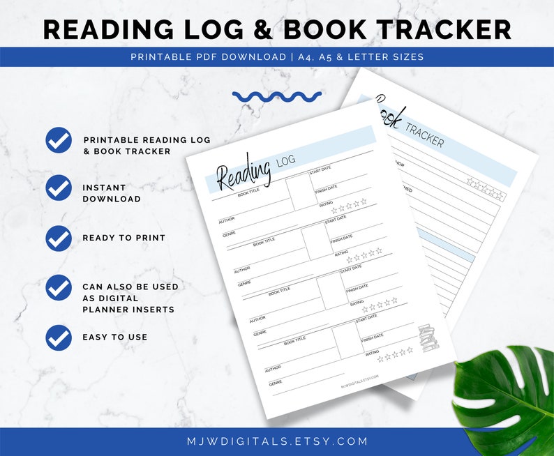 Printable Reading Log and Book Tracker (digital Download) - Etsy
