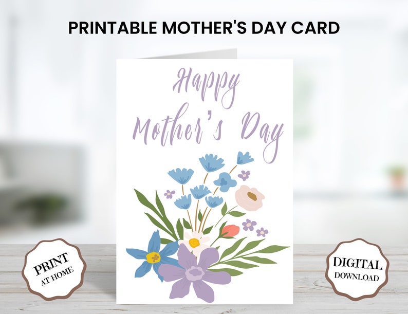 Mothers Day Card, Printable, Greeting Card, Instant Download, Spring ...