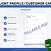 Client Profile, Fillable, Printable Customer Information Card, Customer ...