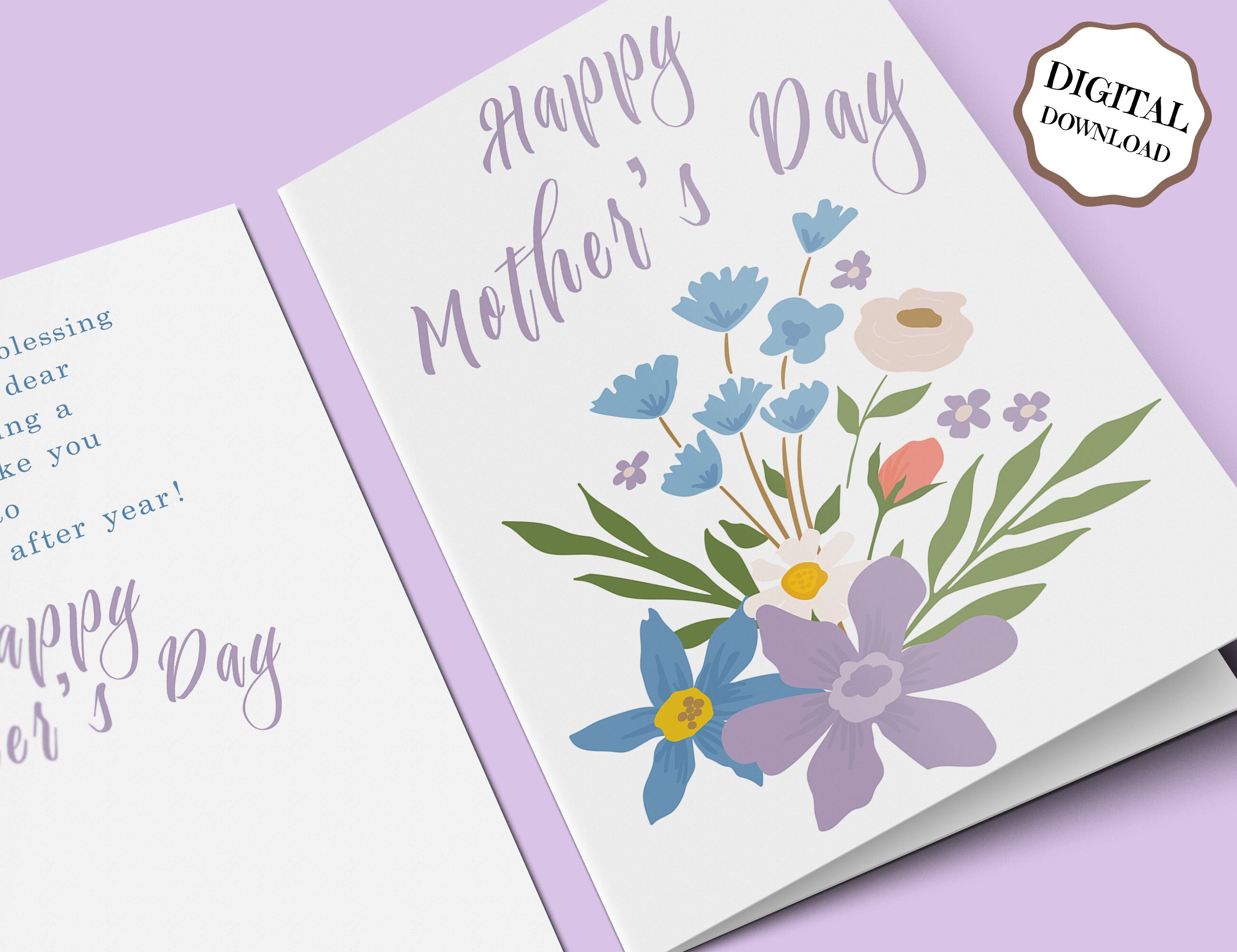 Mothers Day Card, Printable, Greeting Card, Instant Download, Spring ...
