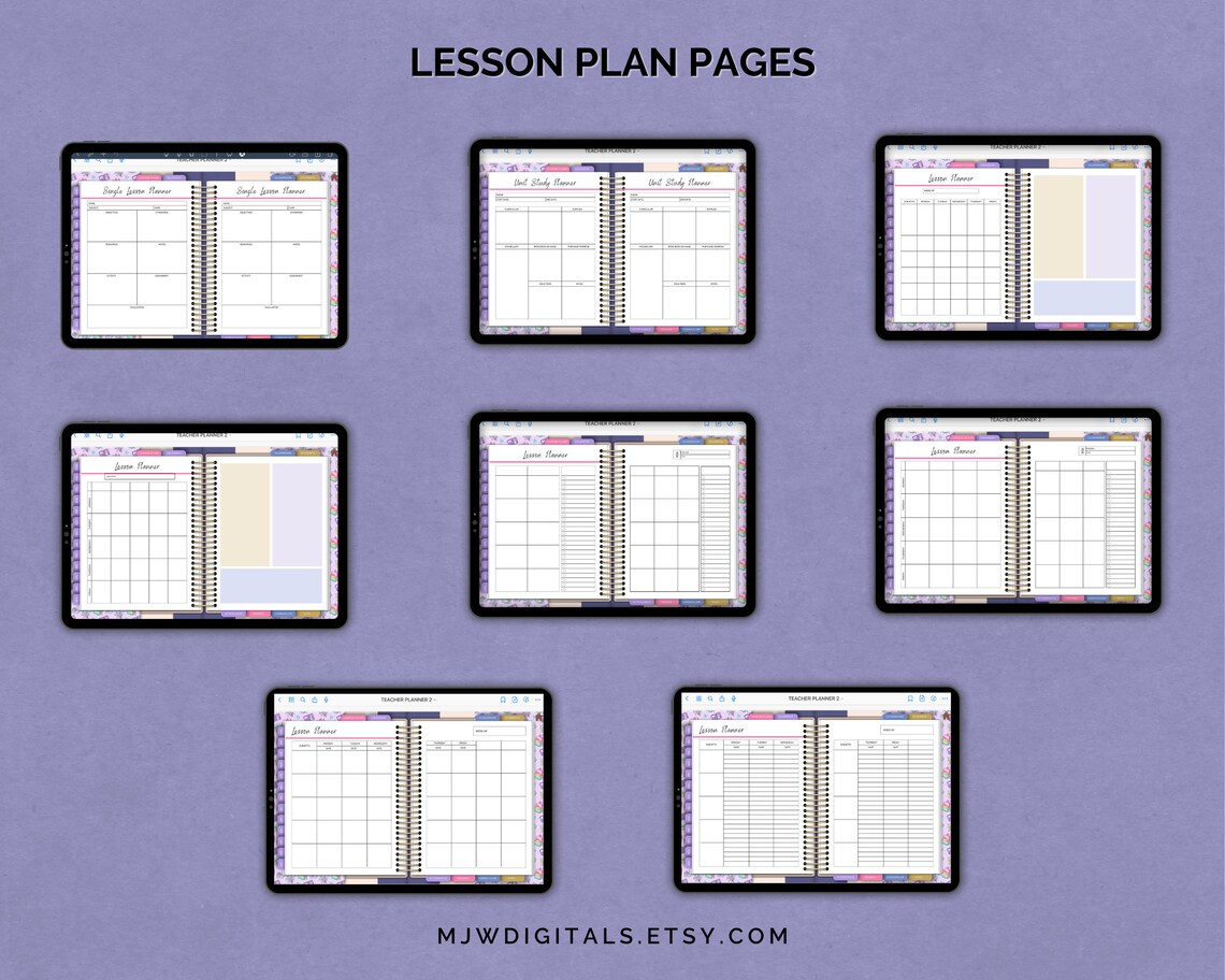 Digital Teacher Planner, Purple Back to School Theme (PDF) - Etsy