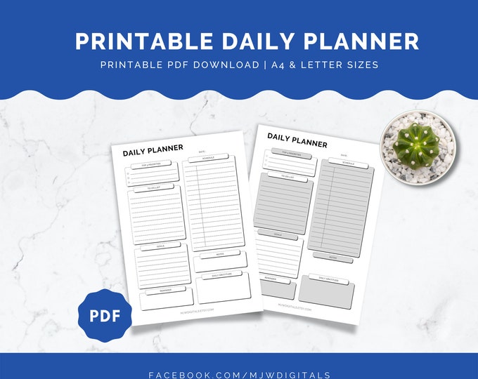 Daily Planner Printable, Daily Planner Page, Undated Printable Planner ...