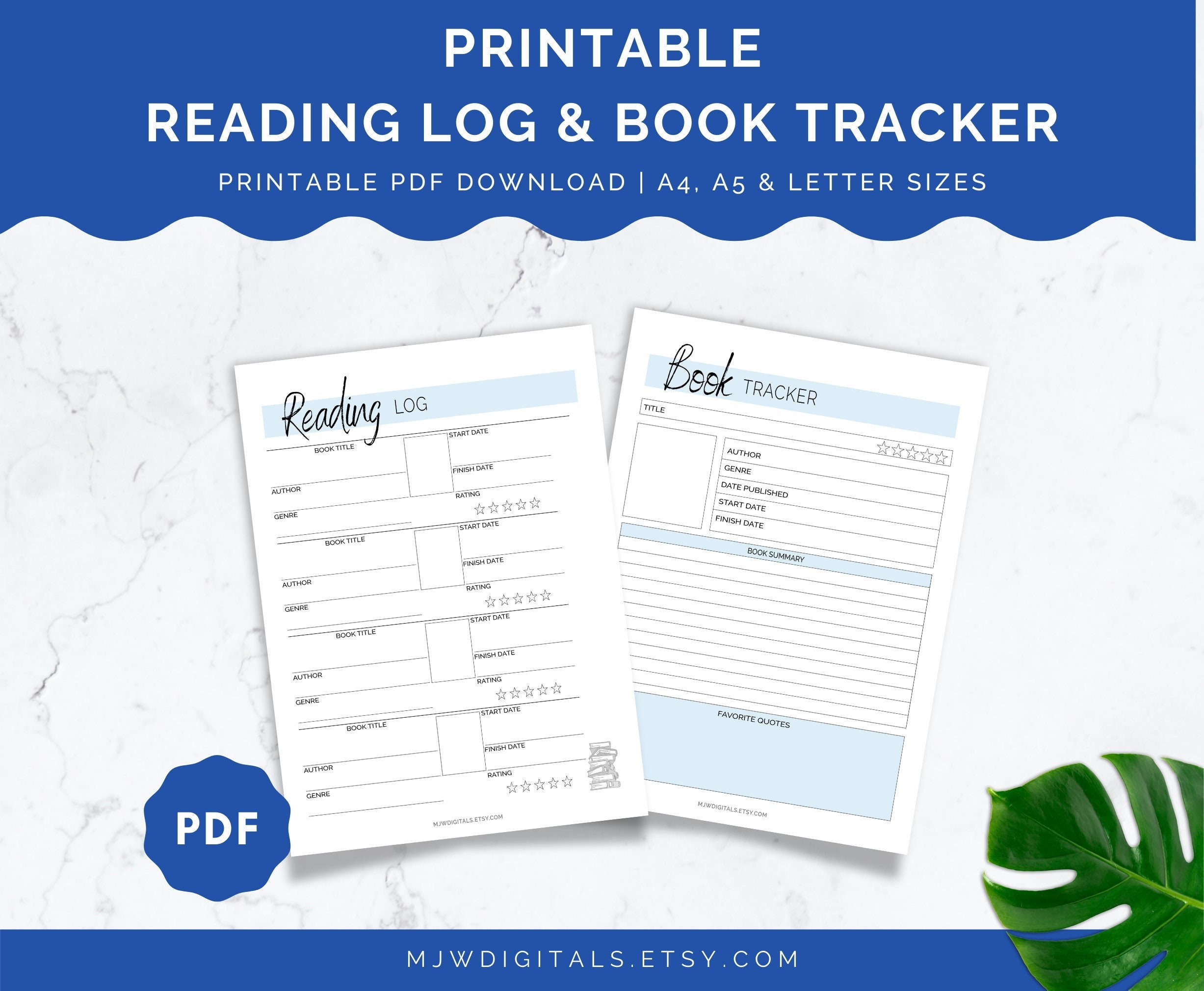 Printable Reading Log and Book Tracker (digital Download) - Etsy