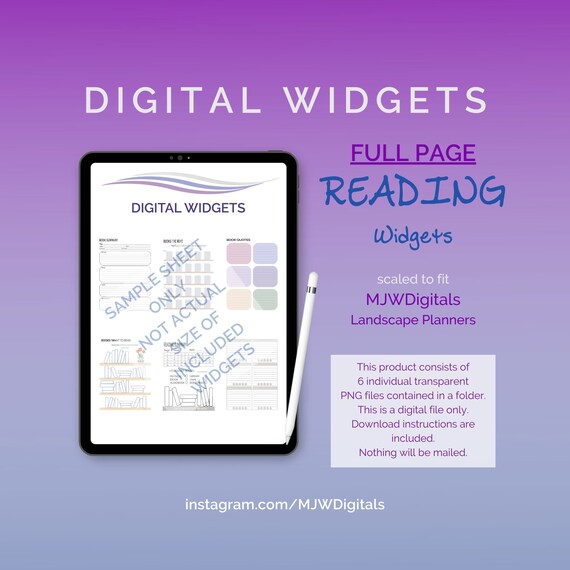 Reading Widgets Digital Widgets Full Page Books Pngs | Etsy