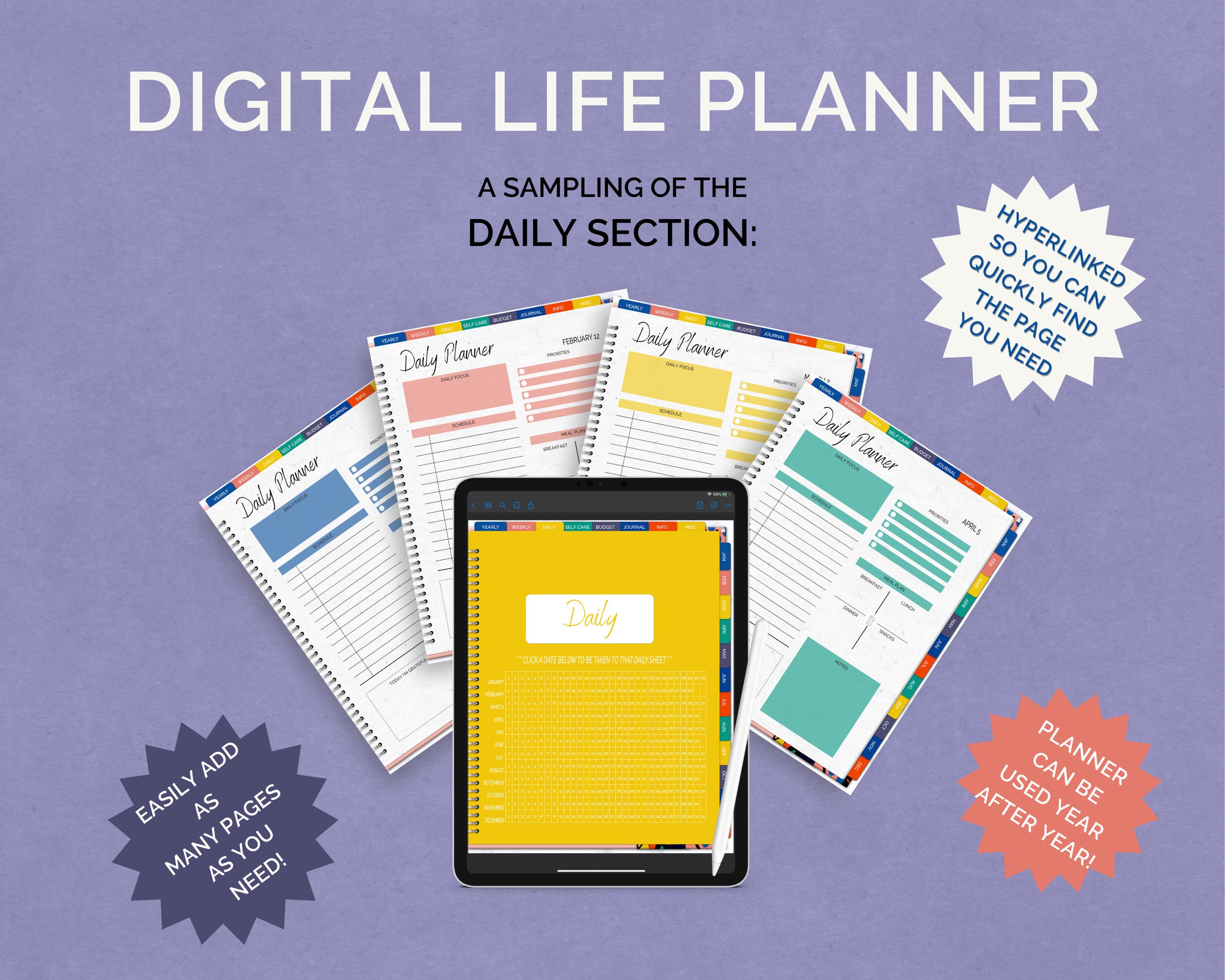 Life Planner & Organizer, Undated, Digital Planner for Note-taking Apps ...