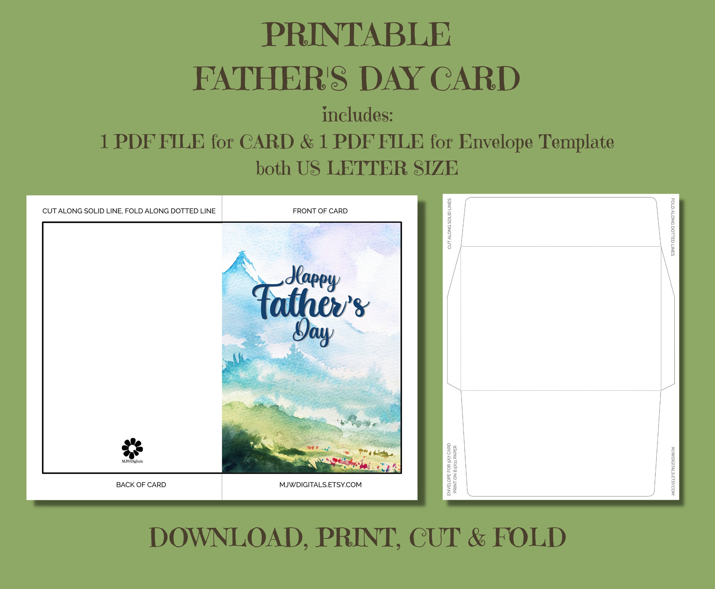 Happy Fathers Day Card, Fathers Day Printable Card, Digital Card for ...