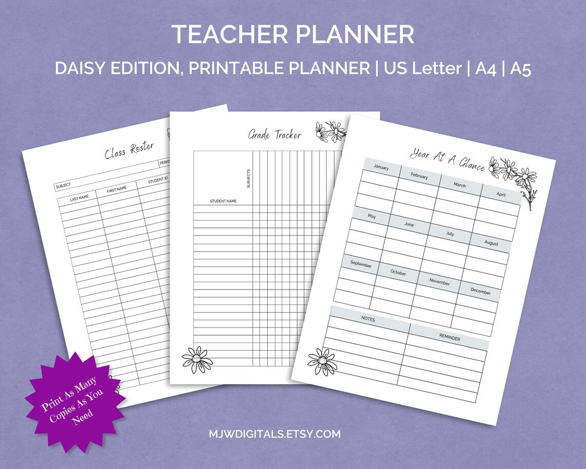 Teacher Planner, Printable Planner, Undated, Lesson Planners, Classroom ...