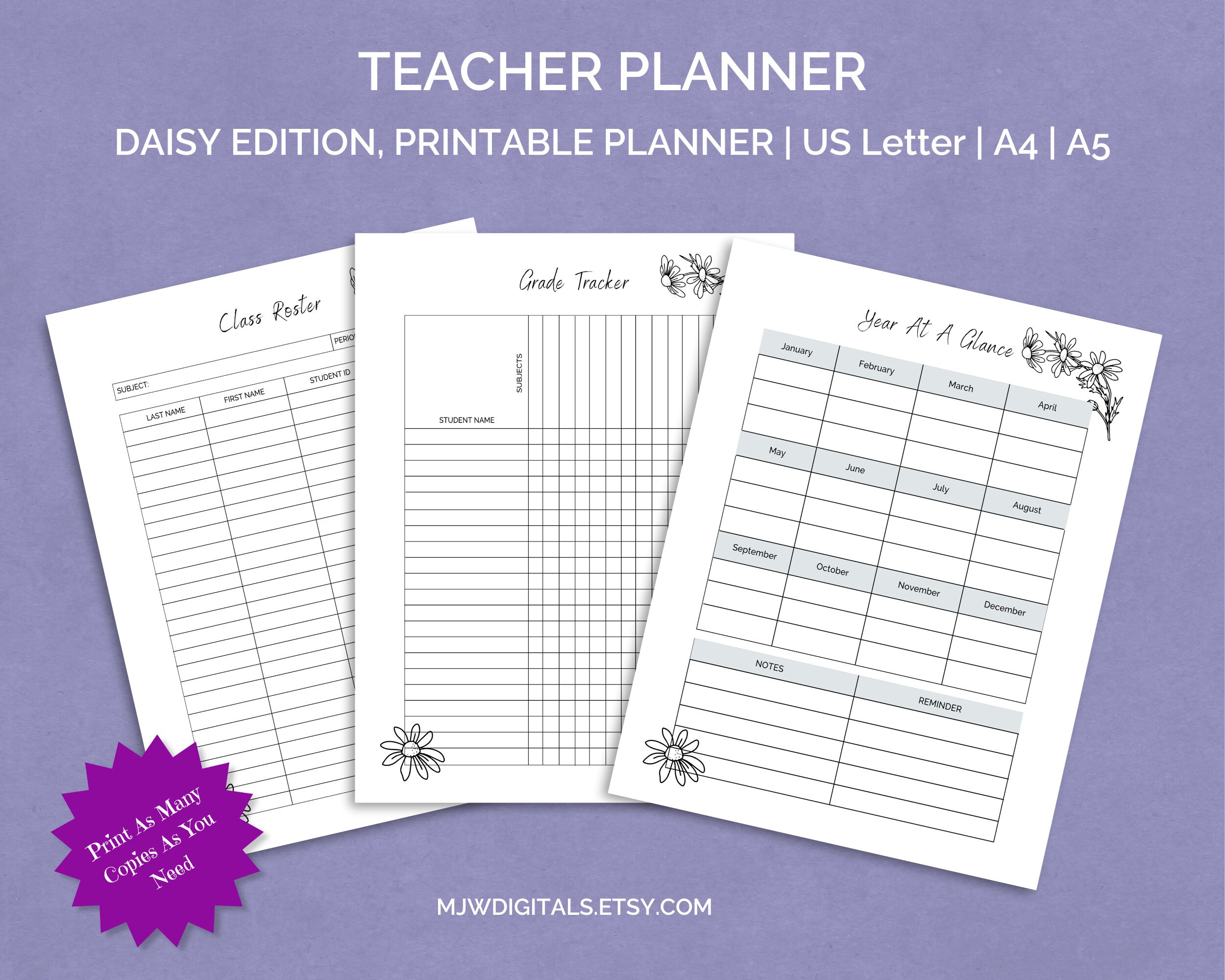 Teacher Planner, Printable Planner, Undated, Lesson Planners, Classroom ...