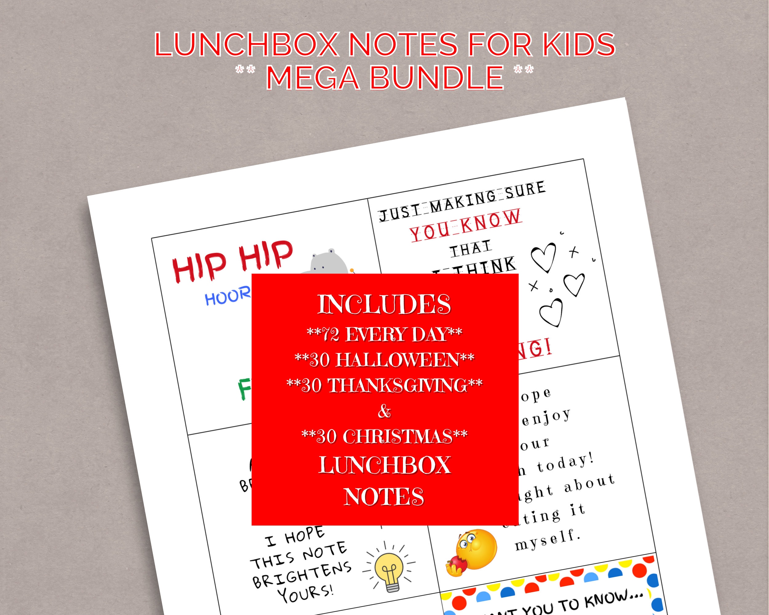 Kids Lunchbox Notes, Mega Bundle, Jokes, Motivation (printable PDF) - Etsy