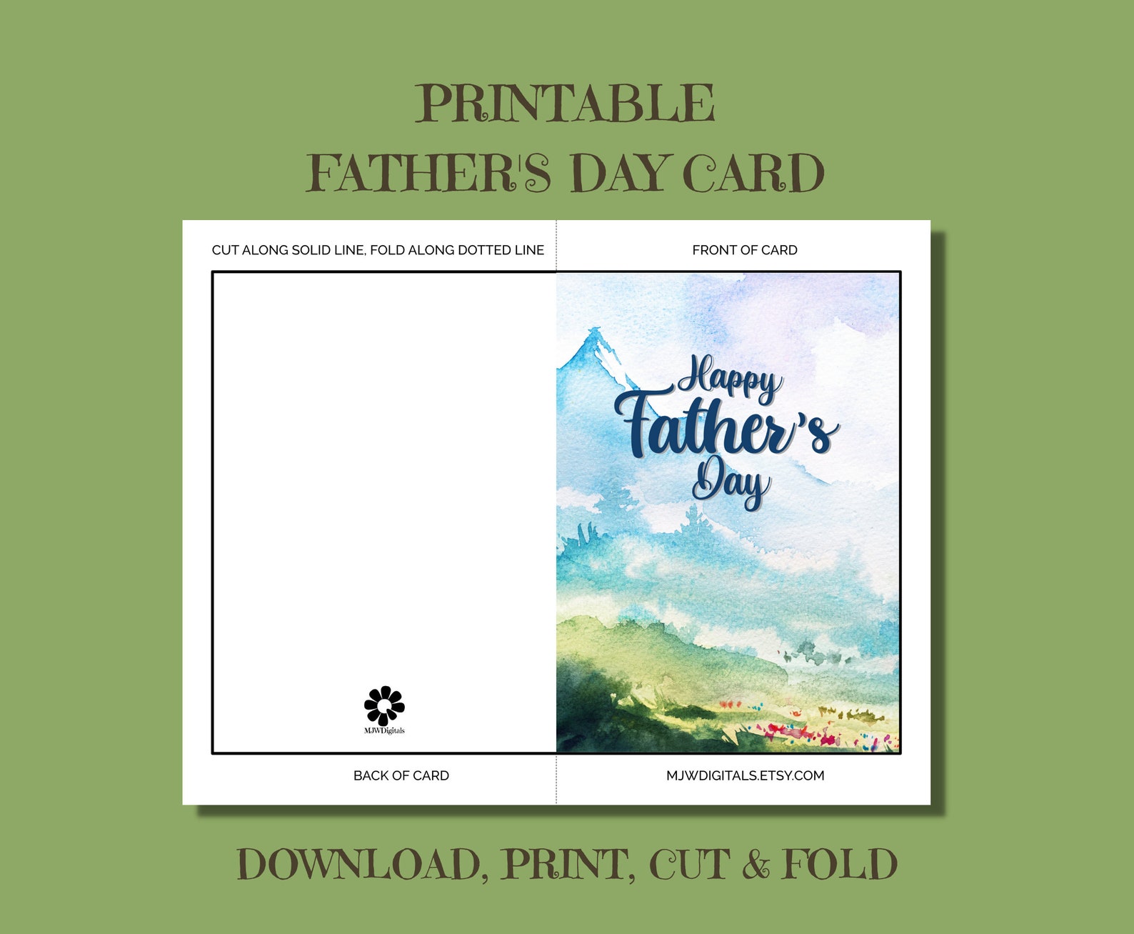 Happy Fathers Day Card, Fathers Day Printable Card, Digital Card for ...