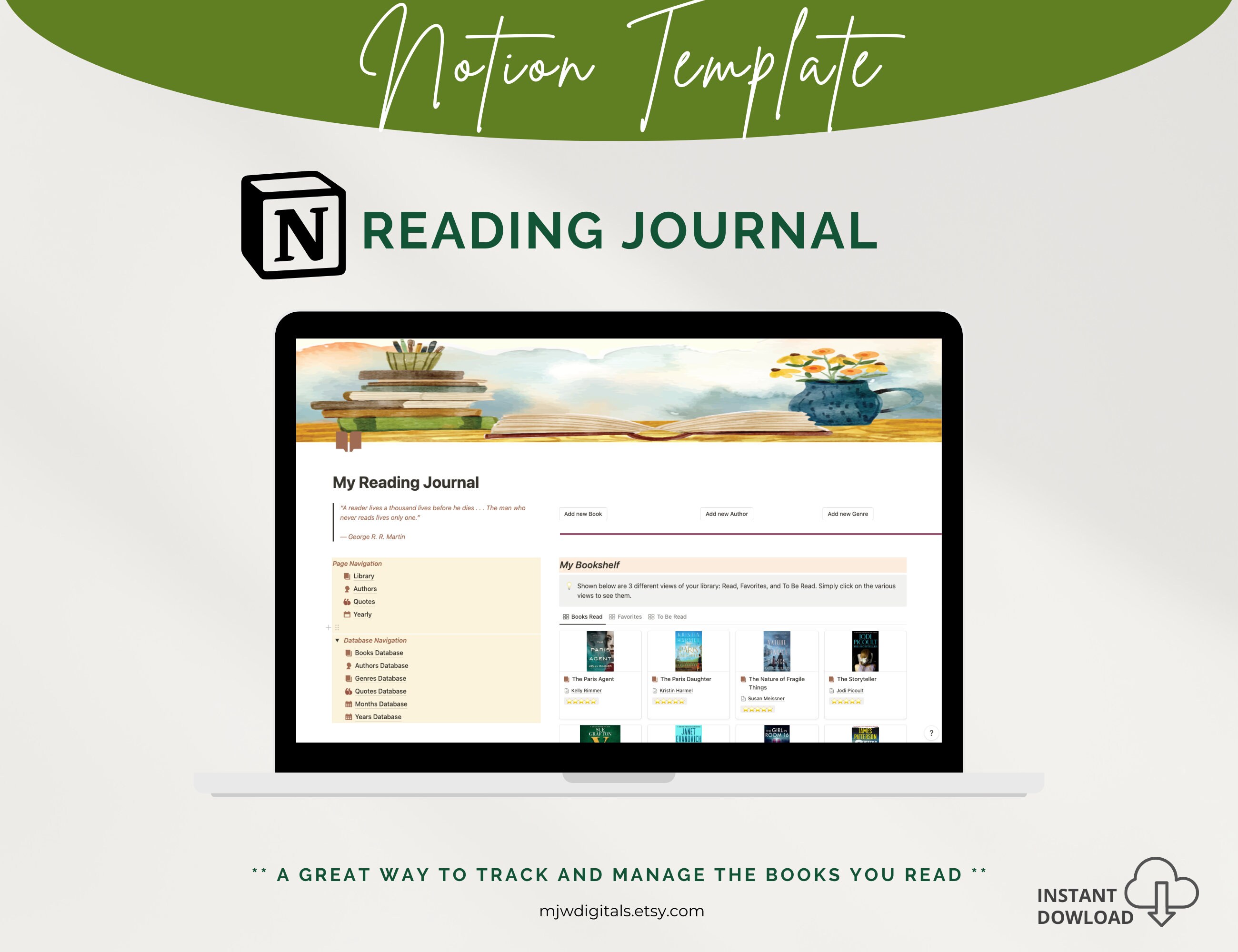 Notion Reading Journal Template Organize and Showcase Your - Etsy