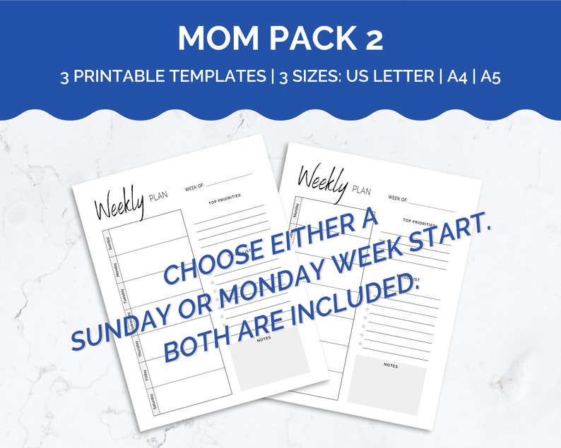 Mom Pack 2 Bundle Printable Templates for Busy Moms to Help - Etsy