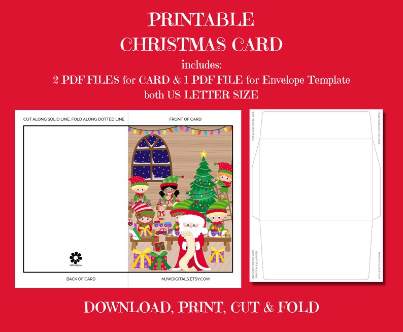Christmas Card, PRINTABLE, Santa, Fun Christmas Card, INSTANT DOWNLOAD ...