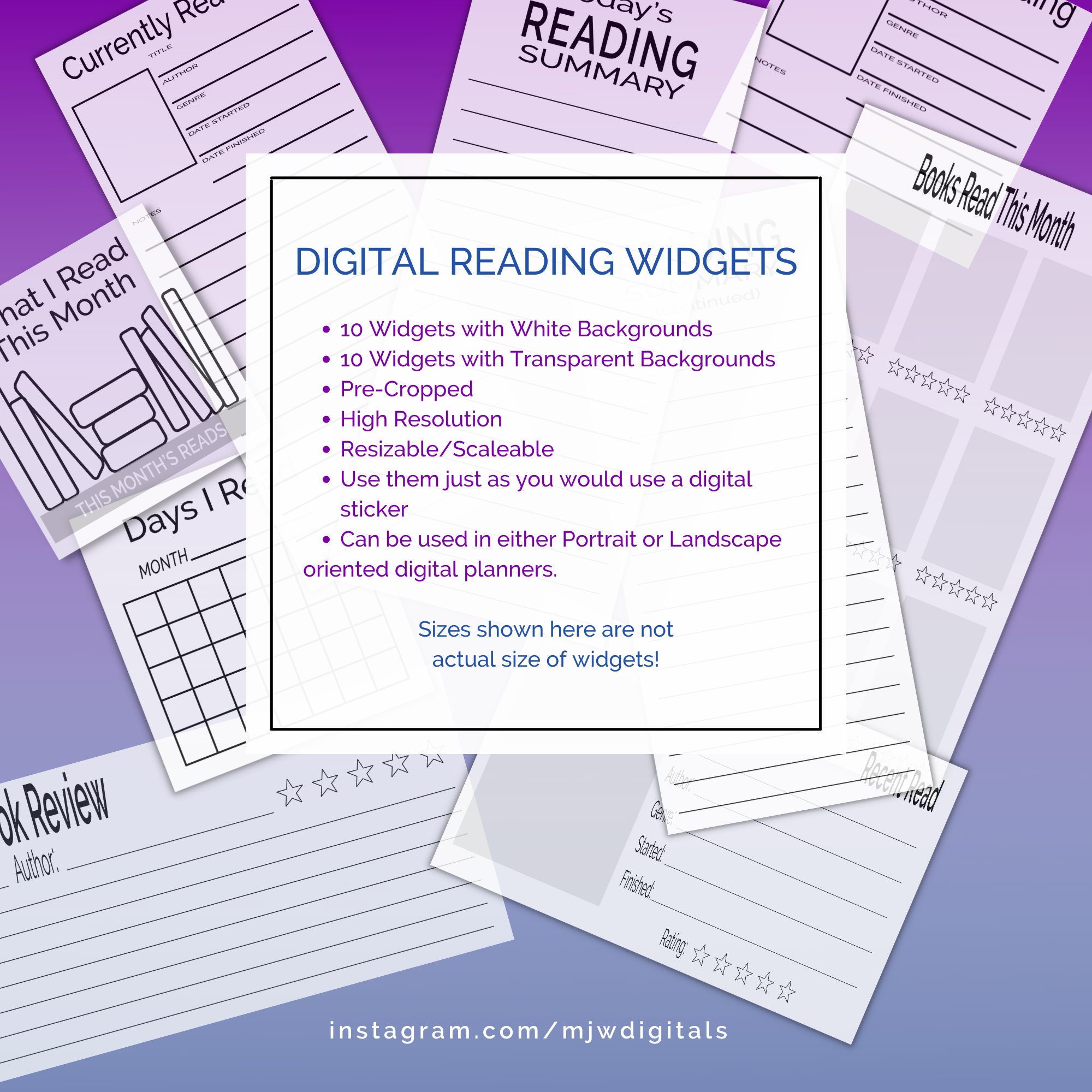 Digital Widgets, Digital Reading Stickers, Reading Widgets, Book ...